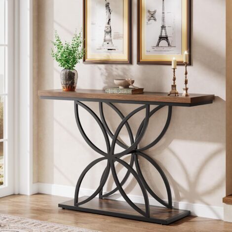Tribesigns Industrial Console Table, 100 cm Narrow Entryway Foyer Table ...