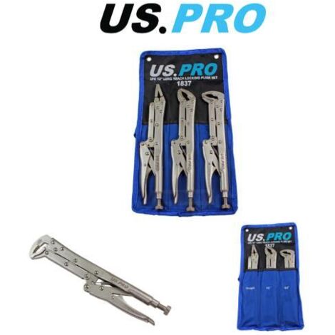 US PRO Locking Pliers 3PC Soft Grip Wrench Set Vice Locking Lock Mole ...