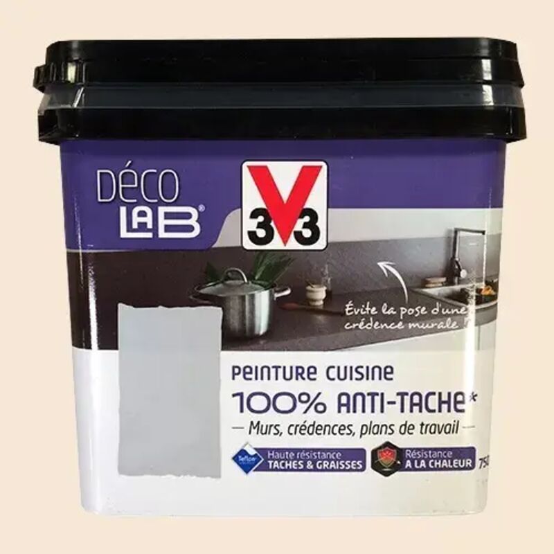 V33 Déco LAB Peinture Cuisine 100% Anti-Tâche Ivoire 0,75 L - Ivoire ...
