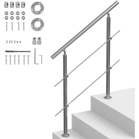 Mophorn Wrought Iron Handrail Fits 2-3 Steps Adjustable Outdoor Stair ...