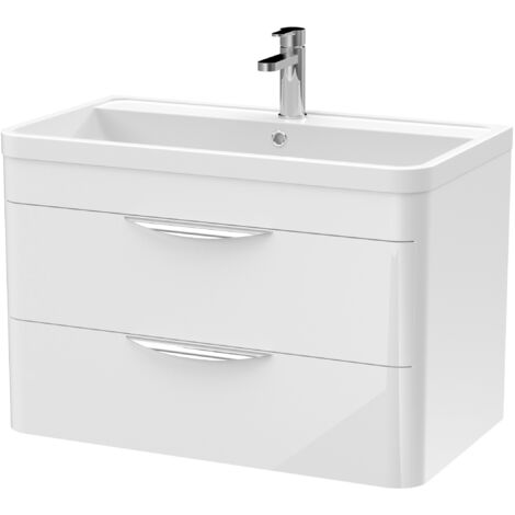 Balterley 600mm Wall Hung Bathroom 2 Drawer Vanity Unit and 1 Tap Hole ...