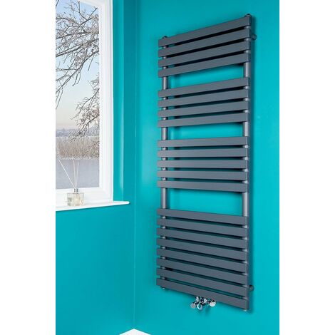 Warmehaus Straight Heated Towel Rail Black Bathroom Ladder Style ...