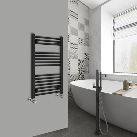 Warmehaus Straight Heated Towel Rail Black Bathroom Ladder Style ...