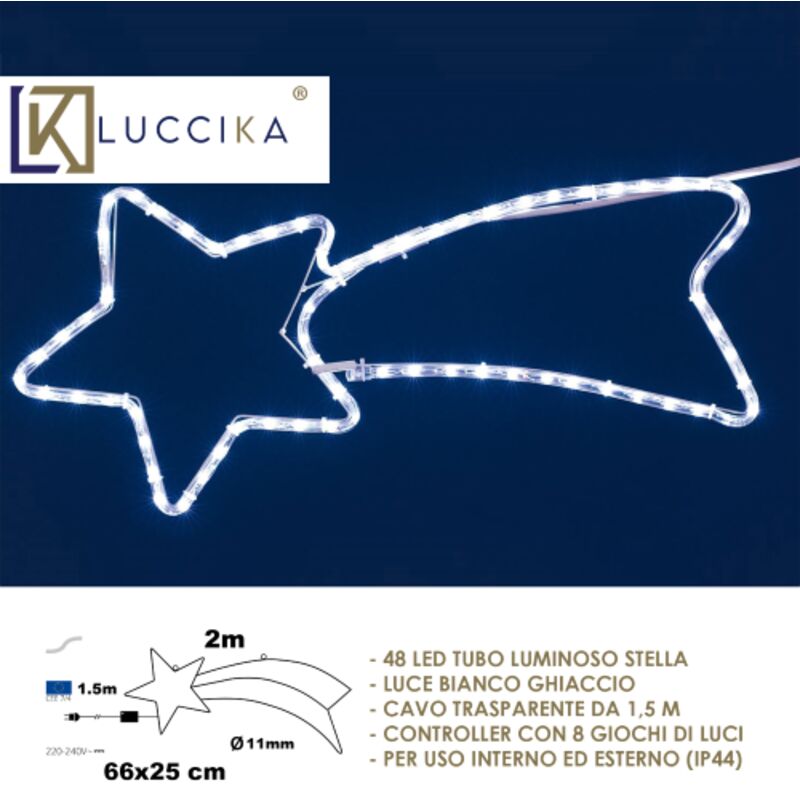 Wisdom - Tubo Luminoso A Forma Di Stella Cometa Con 48 Led Bianco ...