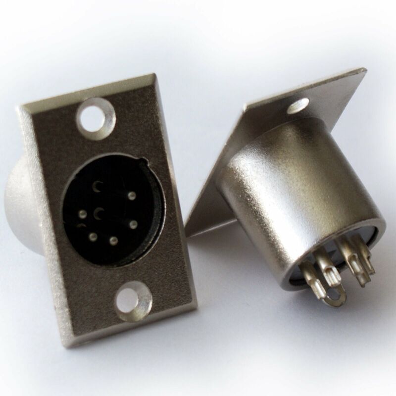 Xlr 5 Pin Pole Male Solder Connector Chassis Patch Panel Mount Module Plug