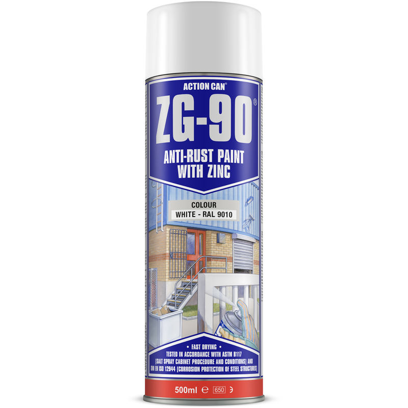 Action Can ZG-90 White Anti Rust Cold Zinc Galvanising Colour Spray ...